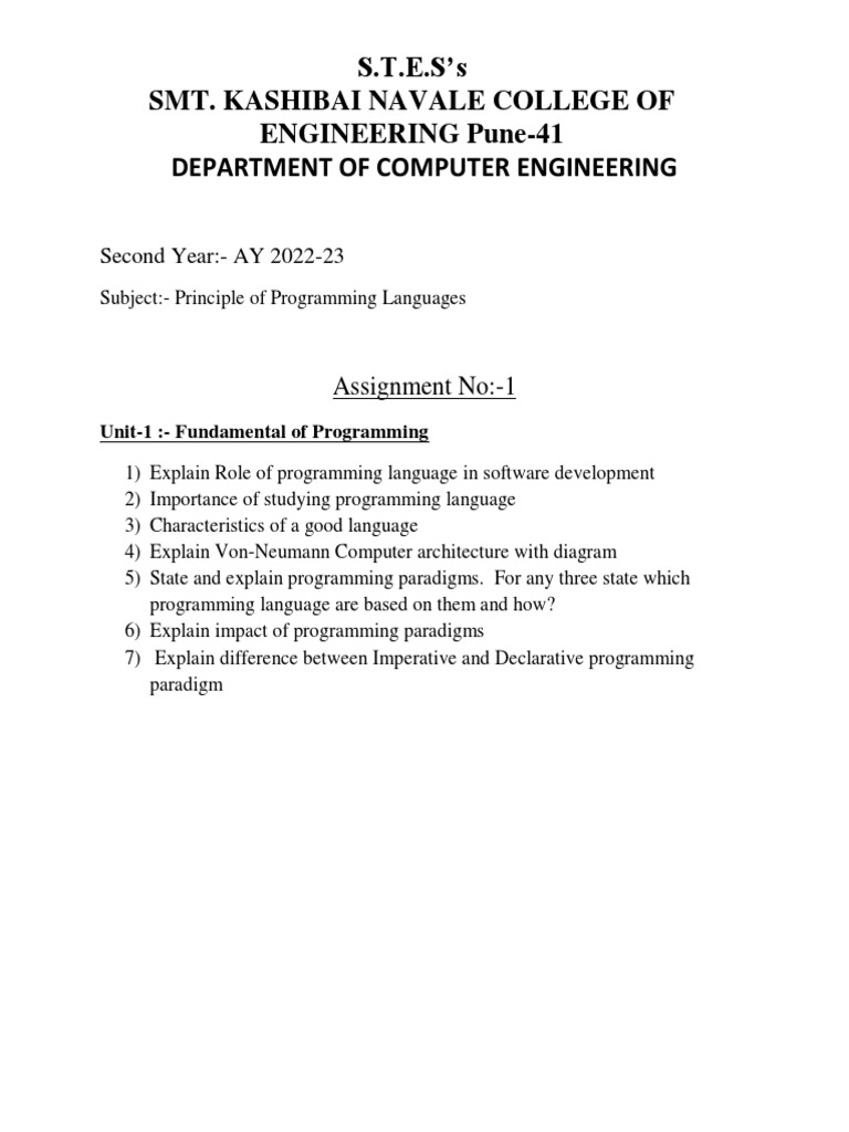PPL Assignments 1-2 PDF | PDF