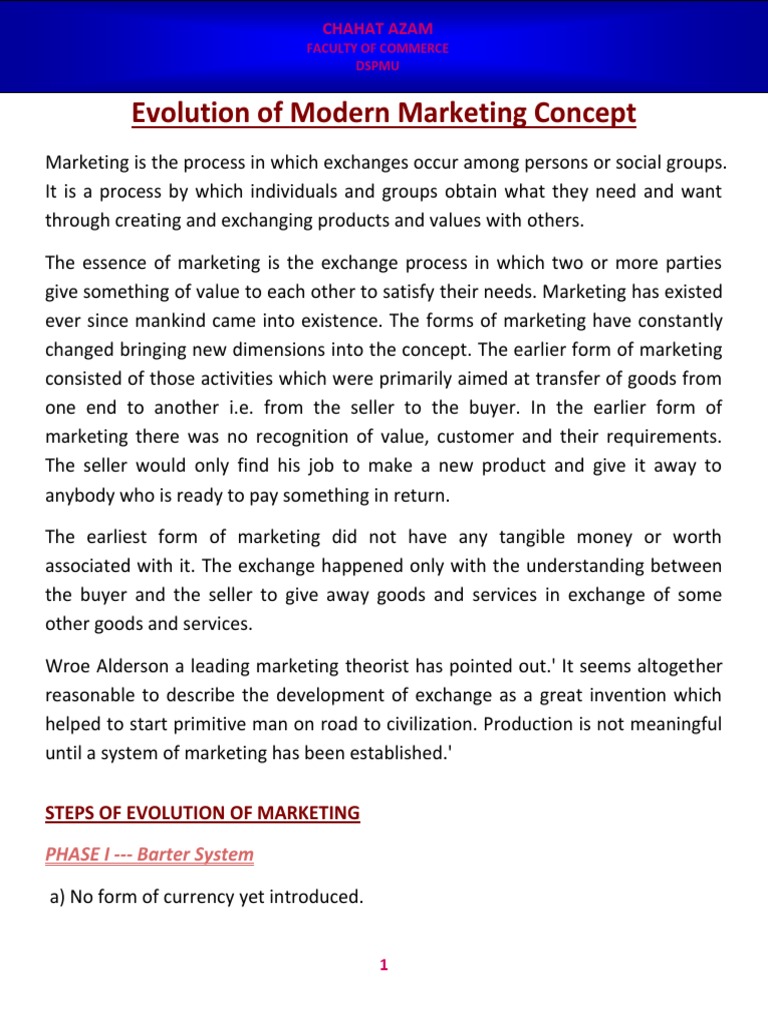 2) Evolution of Modern Marketing Concept PDF | PDF | Marketing | Customer