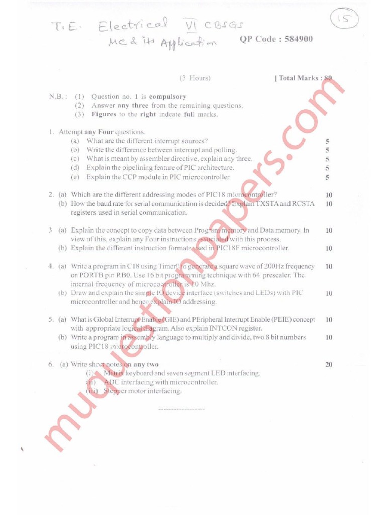Microcontroller Exam Guide | PDF