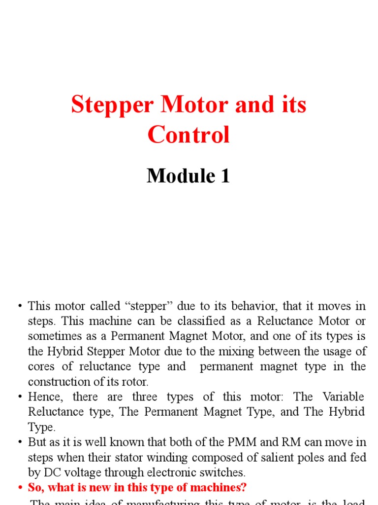 Module1.Stepper Motor and its control.pptx | PDF