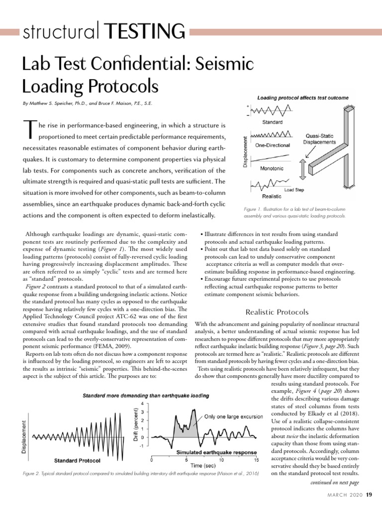 Quasi Static Test Seismic Loading Protocols by Matthew PDF | PDF ...