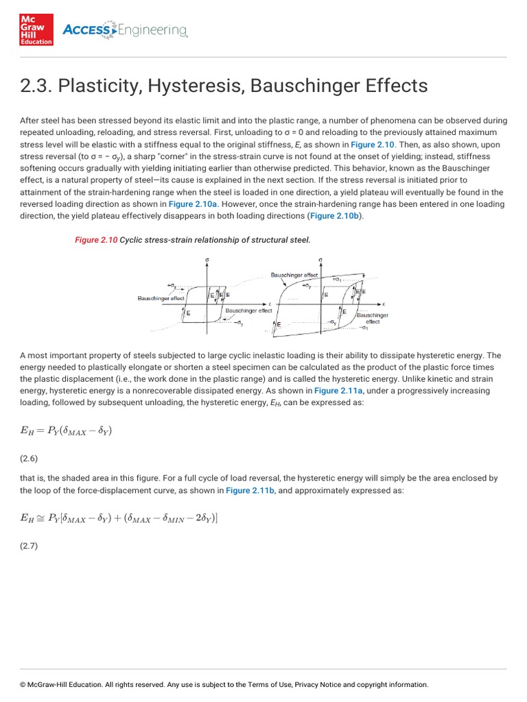 Plasticity Hysteresis Bauschinger Effects PDF | PDF