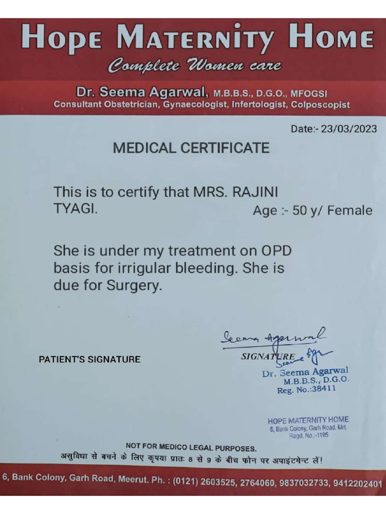 Medical Certificate PDF | PDF