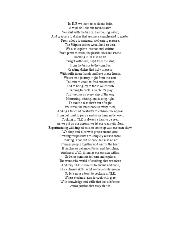 Poem (Cooking TLE) | PDF