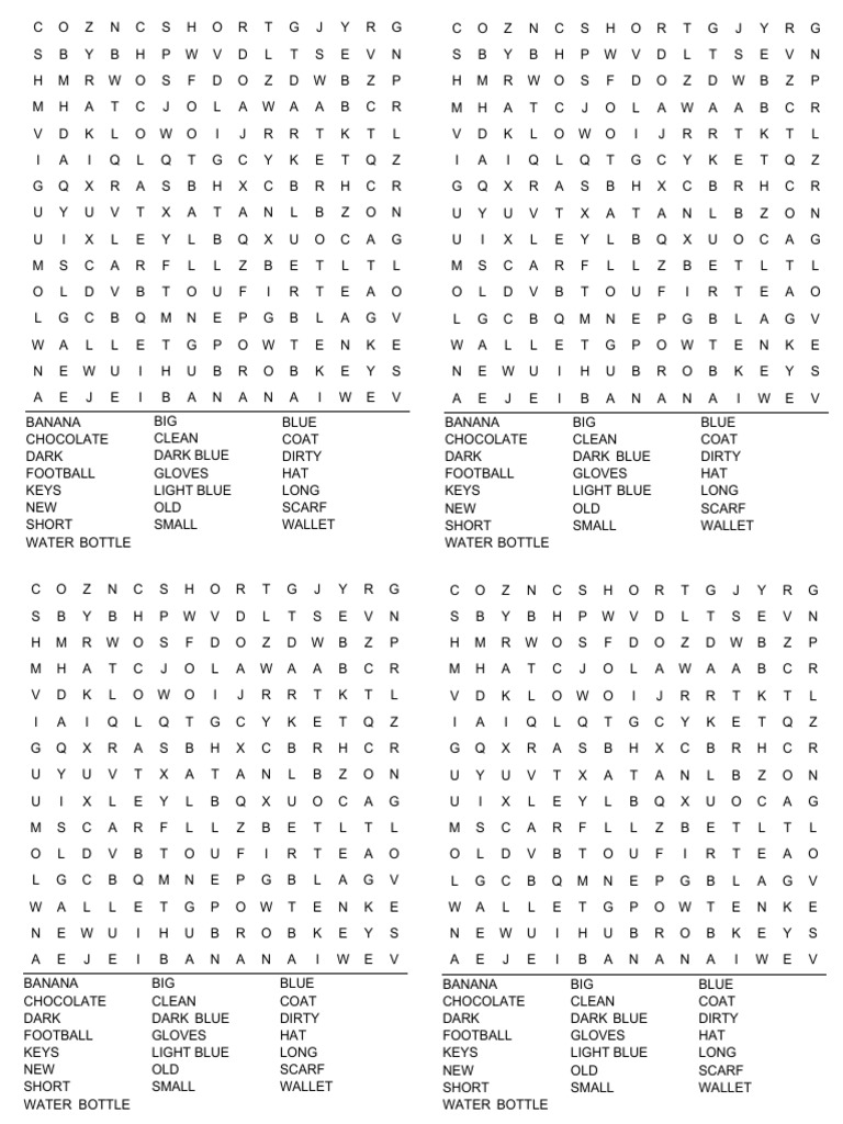 U04L3 - Word Search PDF | Download Free PDF | Clothing | Fashion