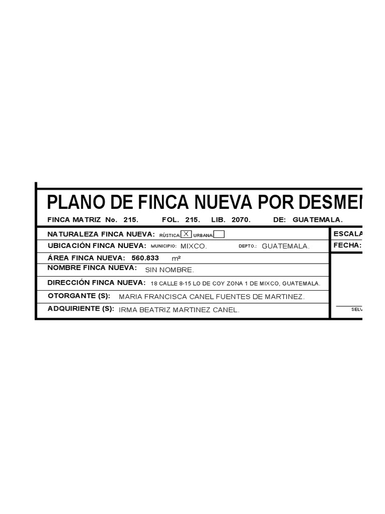 Datos Del Terreno A Desmembrar PDF | PDF