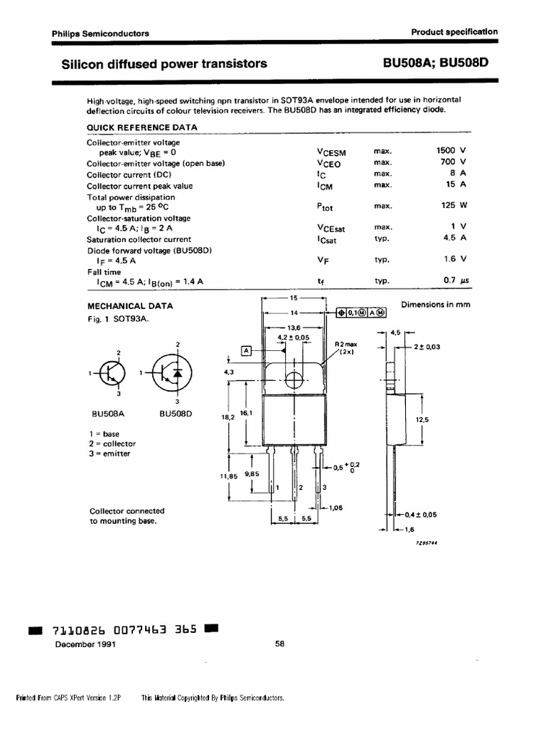BU508A Philips PDF | PDF