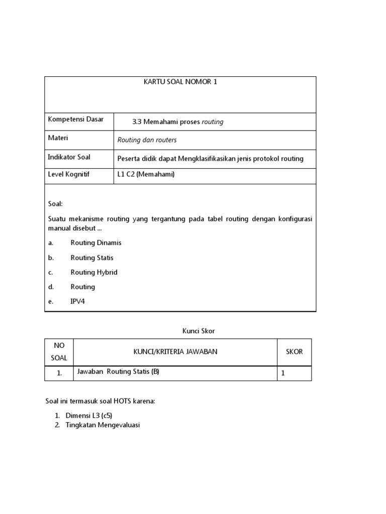Konsep dan Evaluasi Routing Statis | PDF