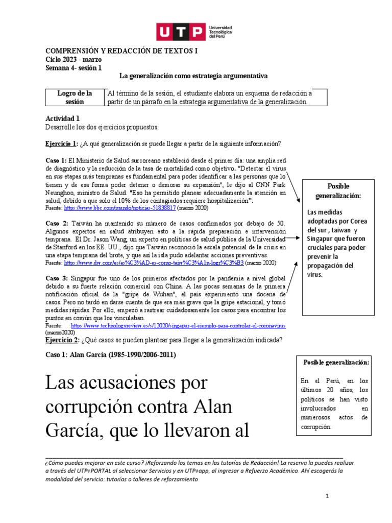 S04.s1 La Generalización Como Estrategia Argumentativa 2023 | PDF