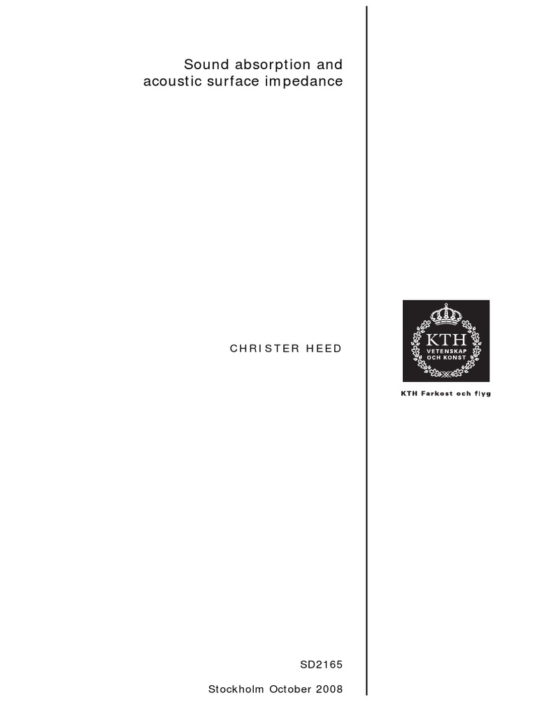 Sound Absorption & Accoustic Surface Impedance | PDF