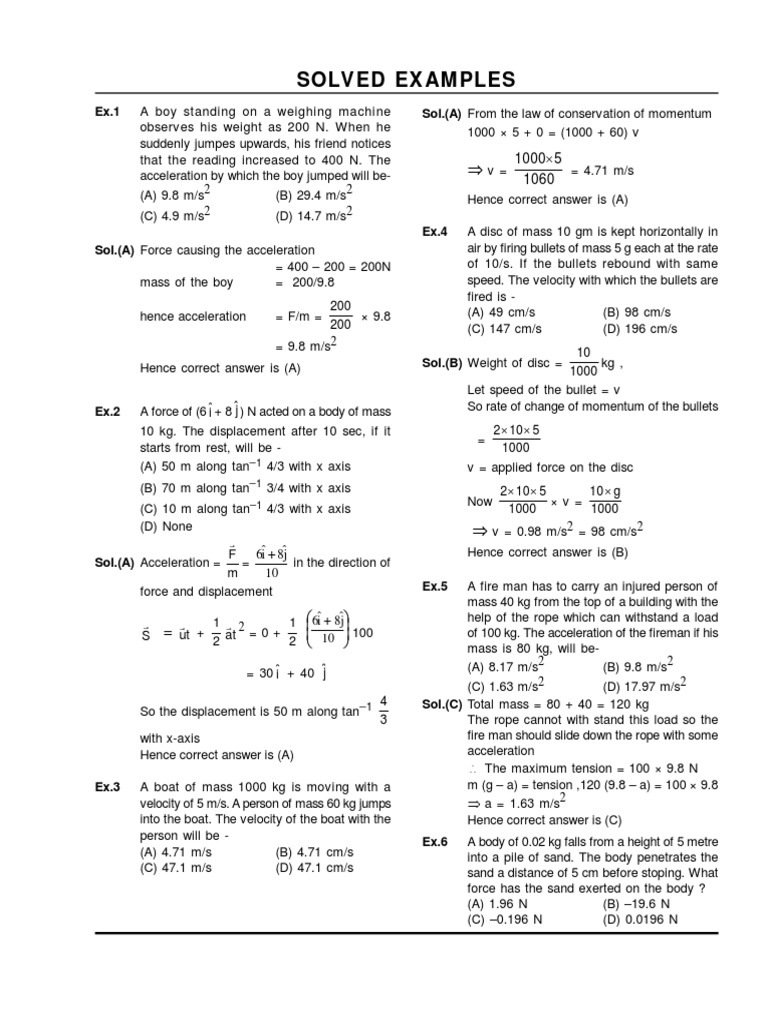 6 - Laws of Motion Solved Example | PDF 6 - Laws of Motion Solved Example | PDF