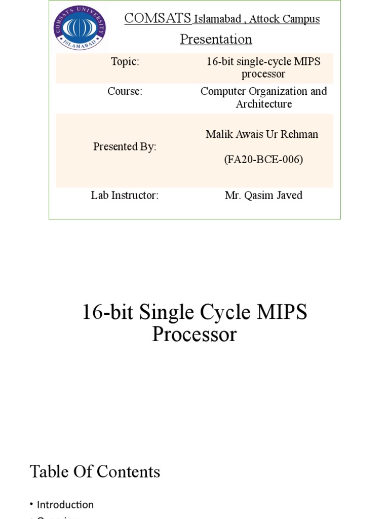 Single-Cycle MIPS Processor | PDF