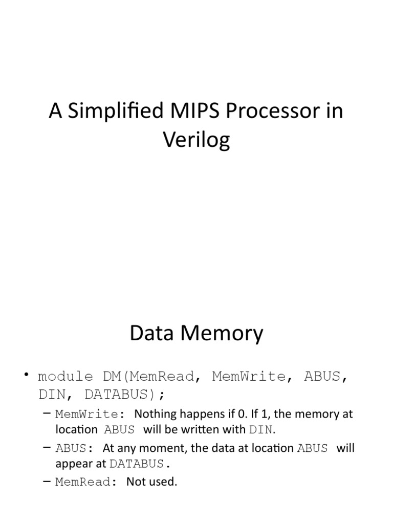 Simple Mips Processor In Verilog Pdf