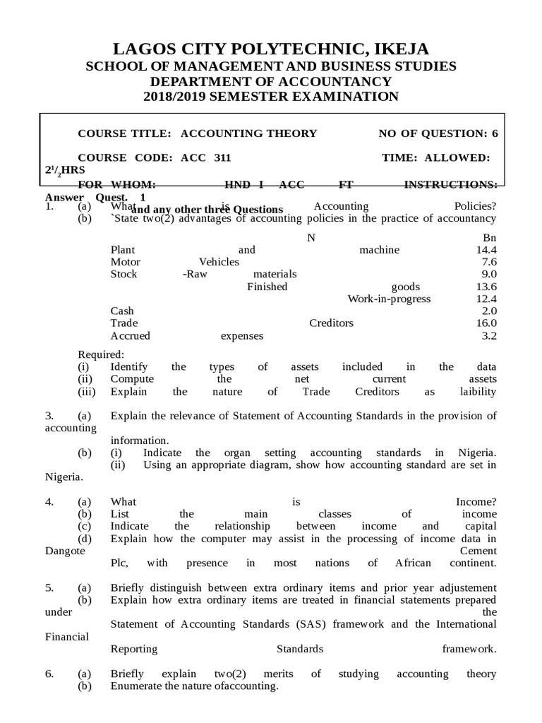 Accounting Theory Acc 311 HND 1 Acc LCP PDF | PDF