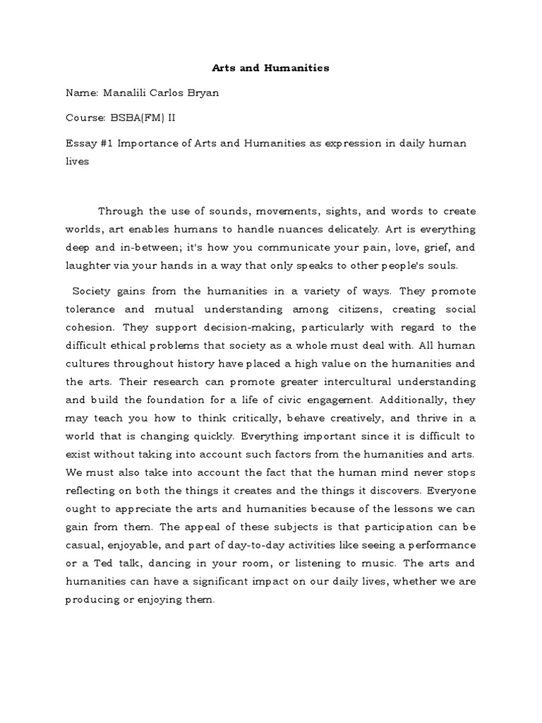 ARTS_and _Humanities_Essay_Manalili_Carlos_Bryan_BSBA(FM)_II.docx | PDF