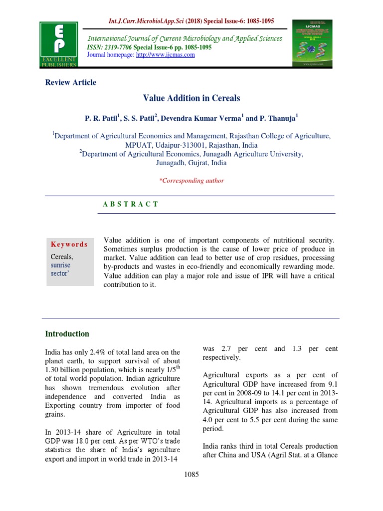 P. R. Patil, Et Al PDF | PDF | Rice | Cereals