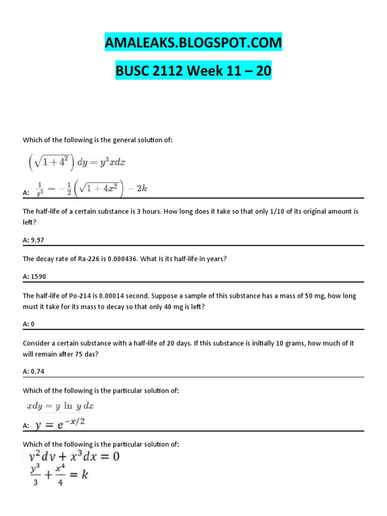 (AMALEAKS - BLOGSPOT.COM) BUSC2112 Week 11-20 | PDF