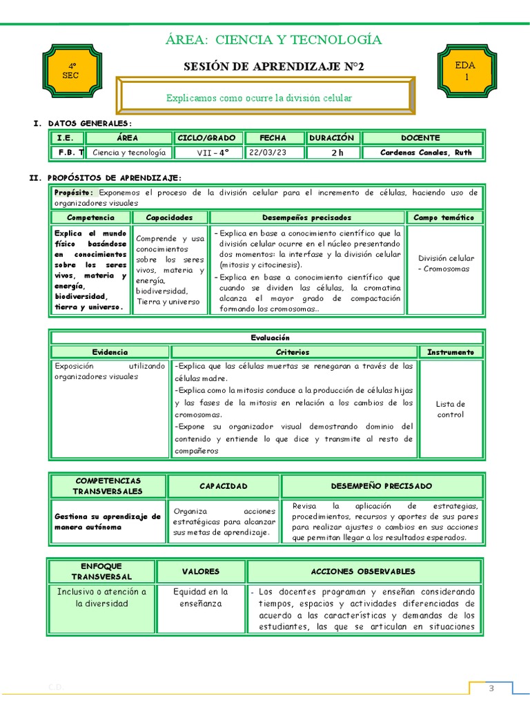 4° SESIÓN DE APRENDIZAJE SESIÓN2 - SEM.1-EXP.1-CyT | PDF