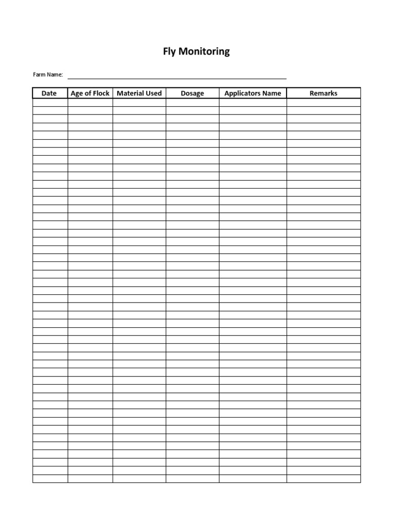 Fly and Rat Bait Monitoring Form | PDF