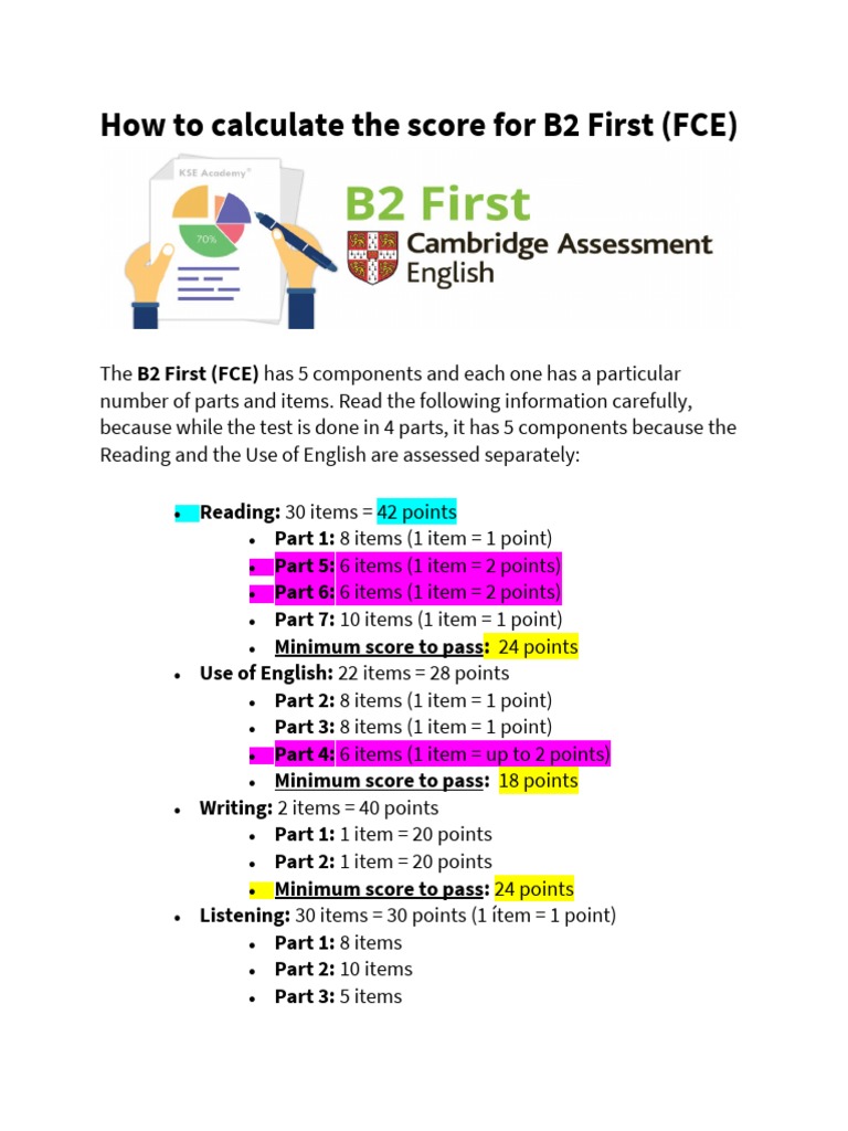 Calculating B2 First (FCE) Scores | PDF