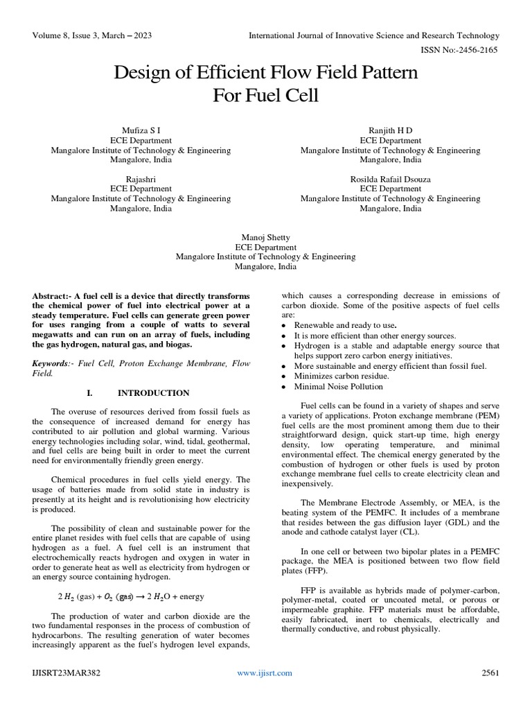 Design of Efficient Flow Field Pattern For Fuel Cell | PDF