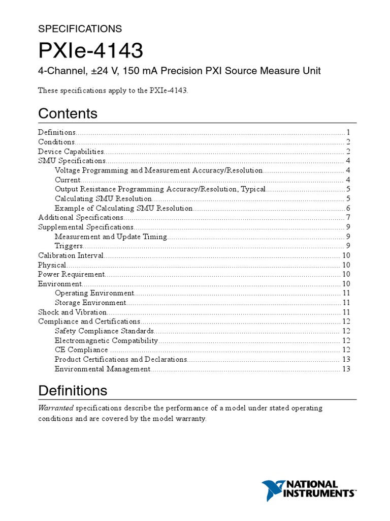 PXIe 4143 Specifications | PDF