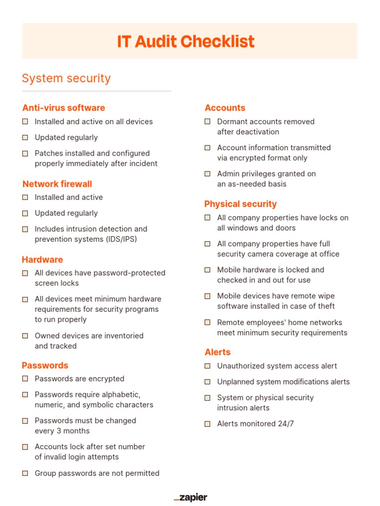 IT Audit Checklist PDF | PDF