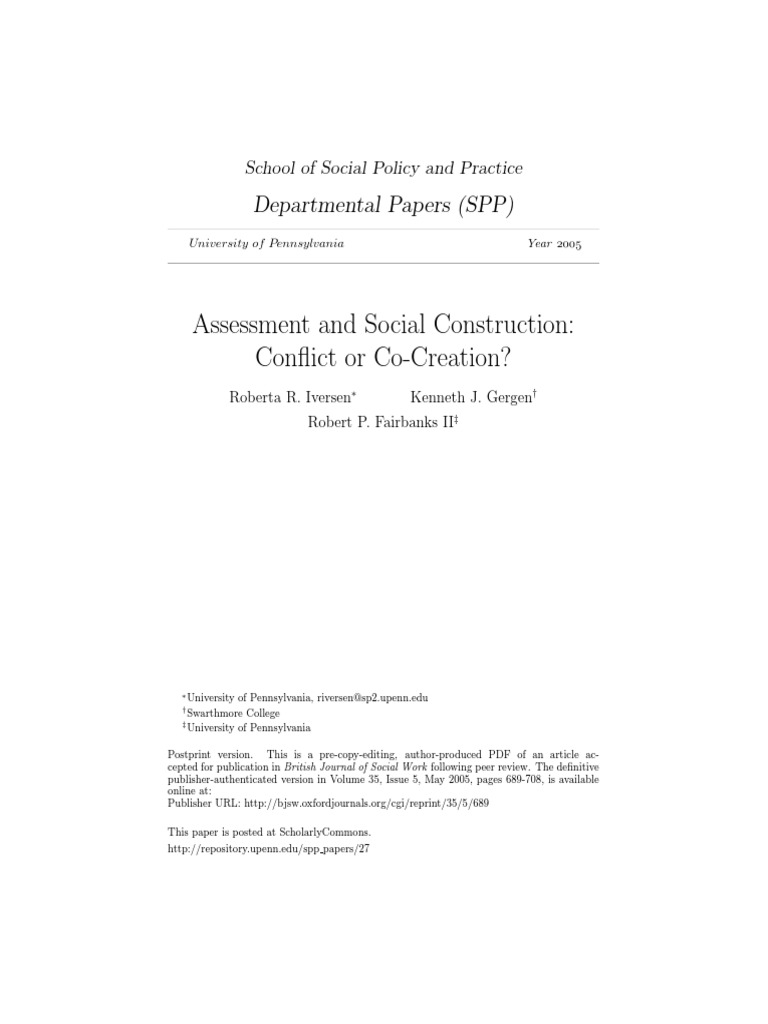 Iverson Et Al, 2005, Assessment & Social Construction PDF | PDF