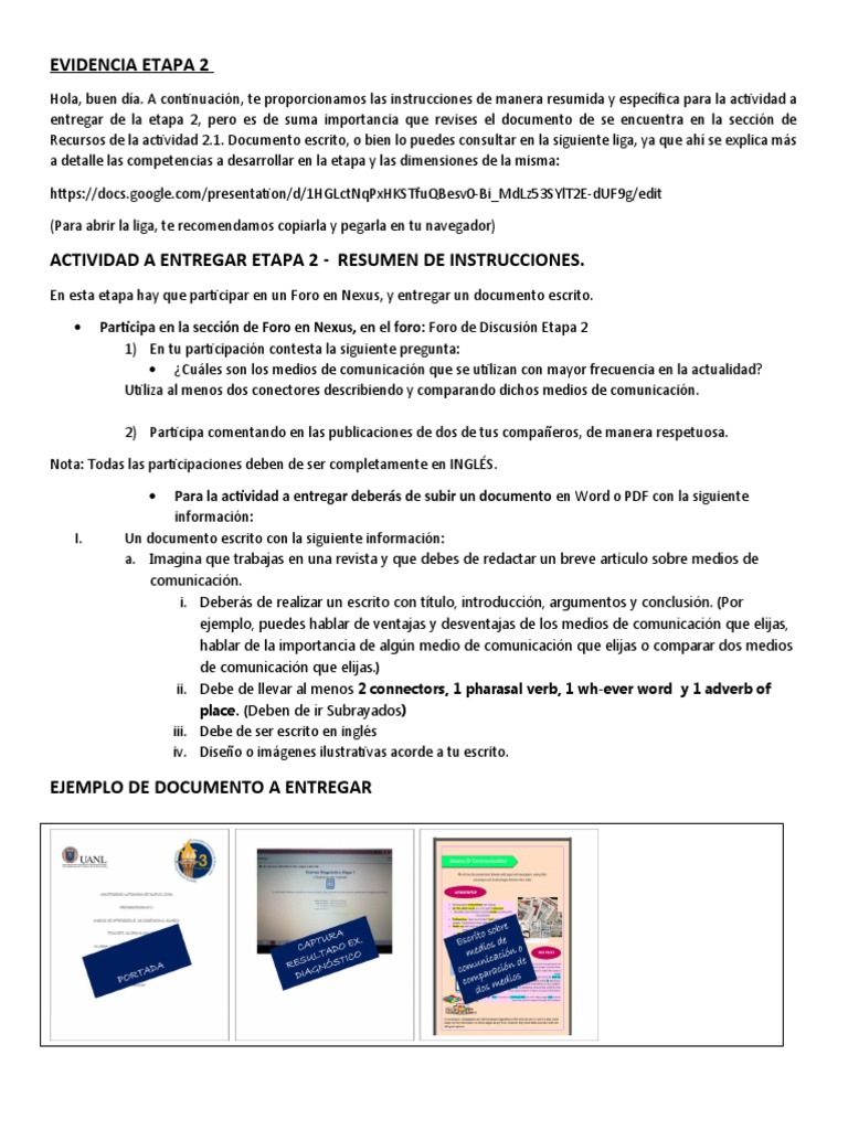 Evidencia Etapa 2 - Instrucciones | PDF
