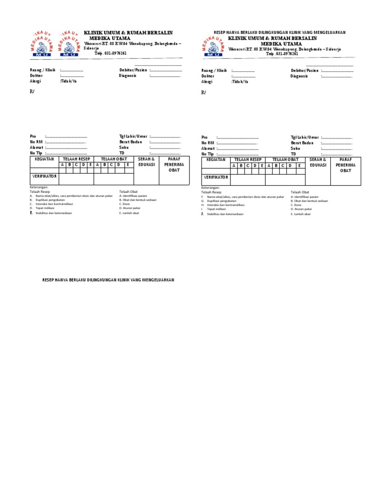 Form Telaah Resep | PDF