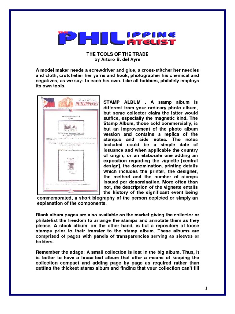 Philately Tools Guide | PDF | Philately | Postage Stamp