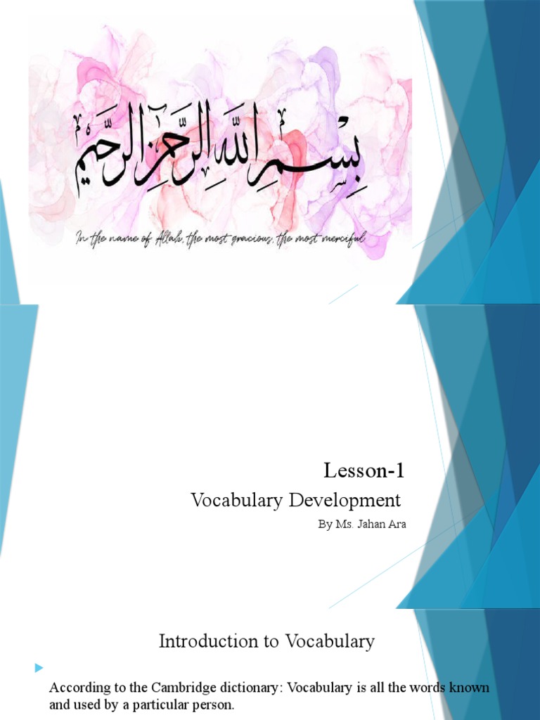 Lesson-1 Vocabulary Development | PDF