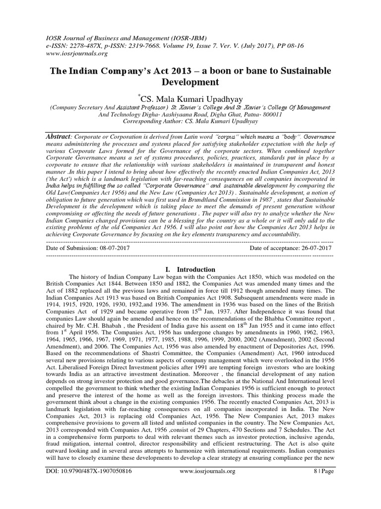 The Indian Company's Act 2013 PDF | PDF