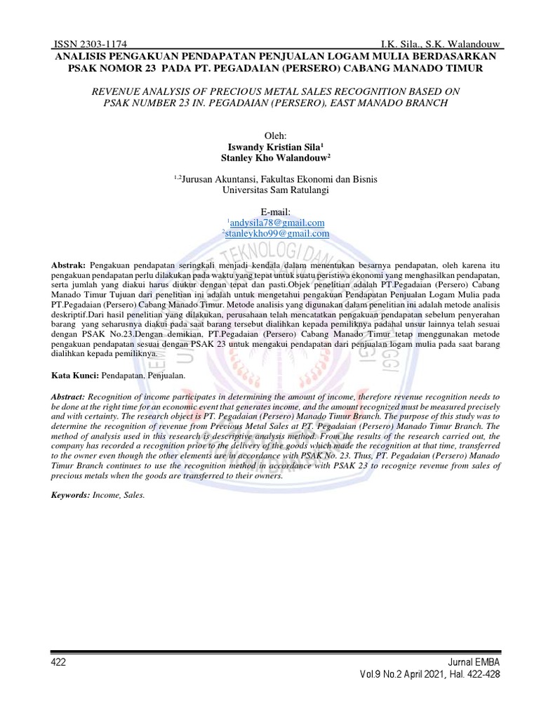 Pengakuan Psak 23 PDF | PDF