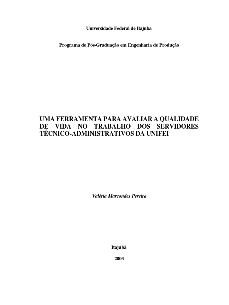 Avaliação da QVT com Modelo de Walton | PDF | Qualidade (negócios ...