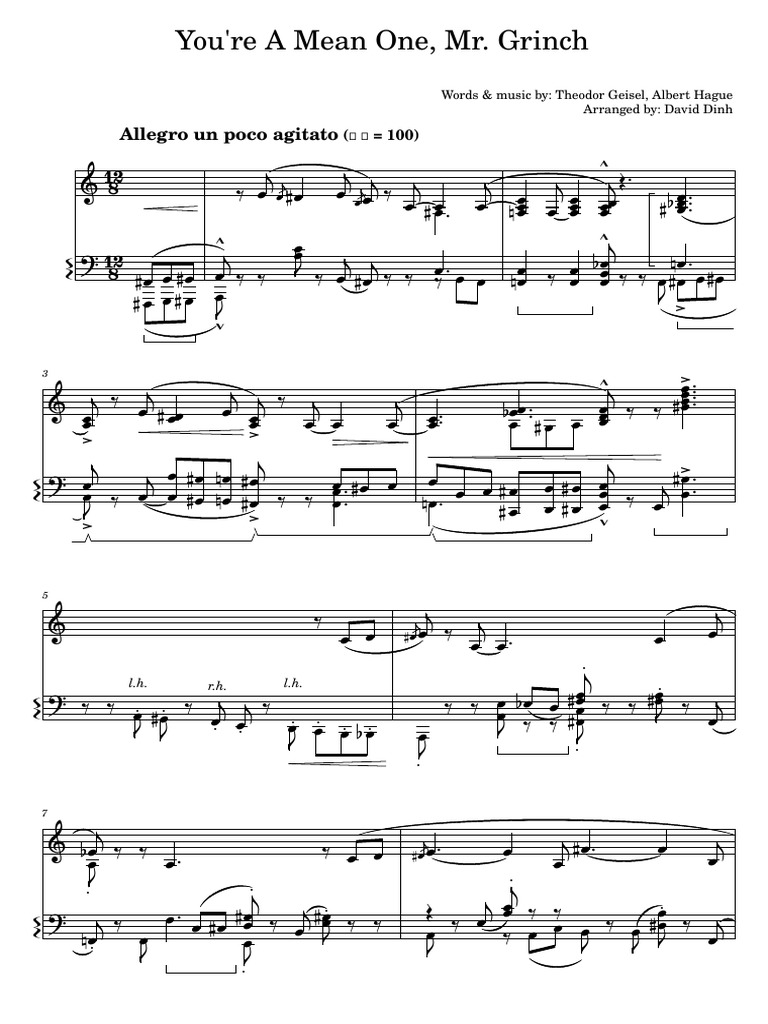 Youre A Mean One MR Grinch Jazz Virtuoso Piano Arr PDF | PDF