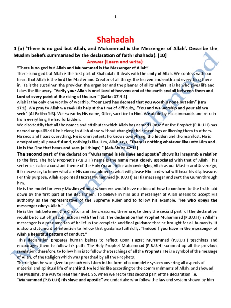 The Significance of the Shahadah to Muslims | PDF