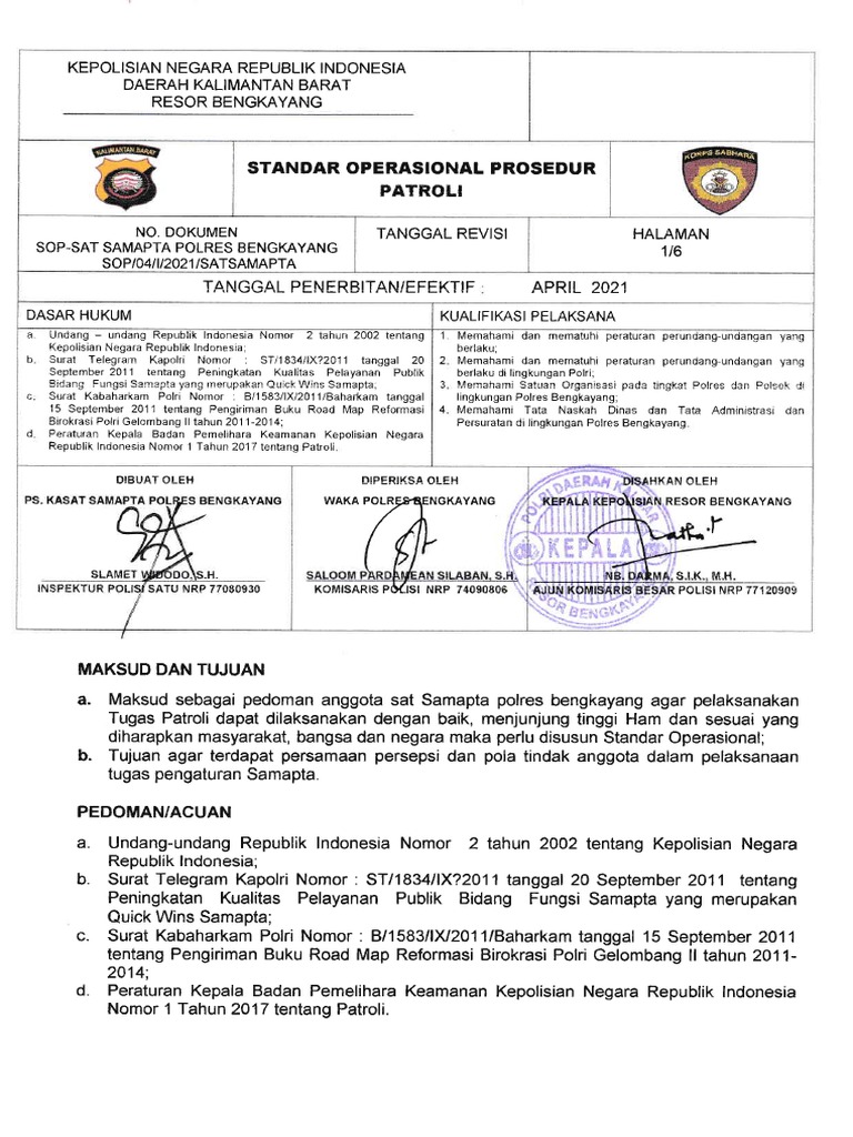 Sop Patroli PDF | PDF