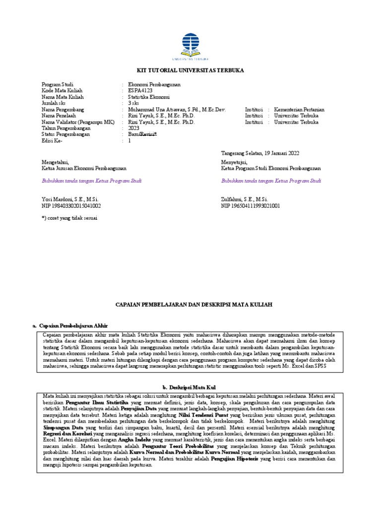 Rat Espa4123 Statistika Ekonomi | PDF