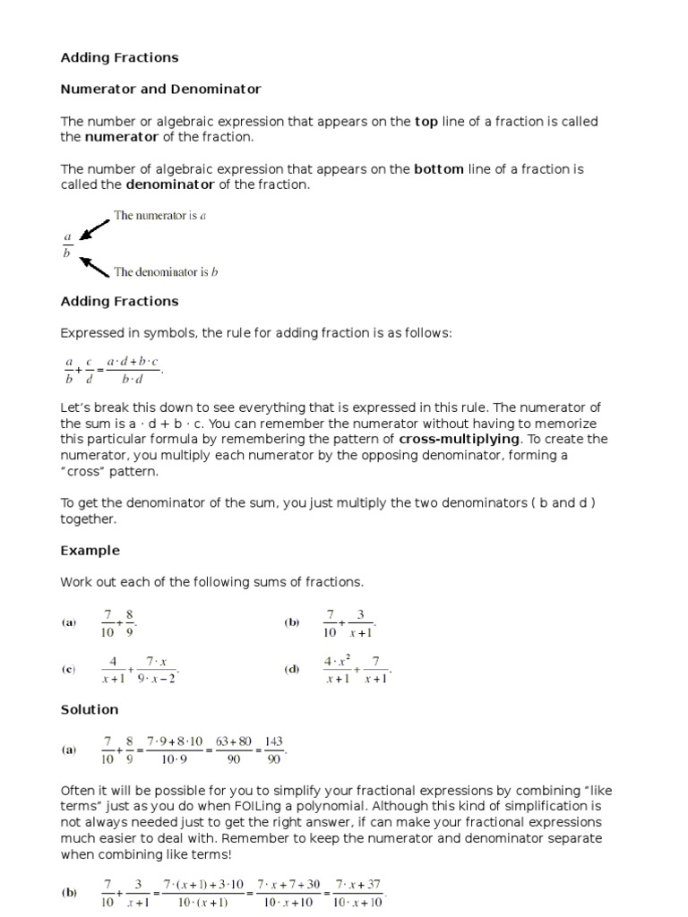 Adding Fractions | PDF | Fraction (Mathematics) | Mathematical Concepts