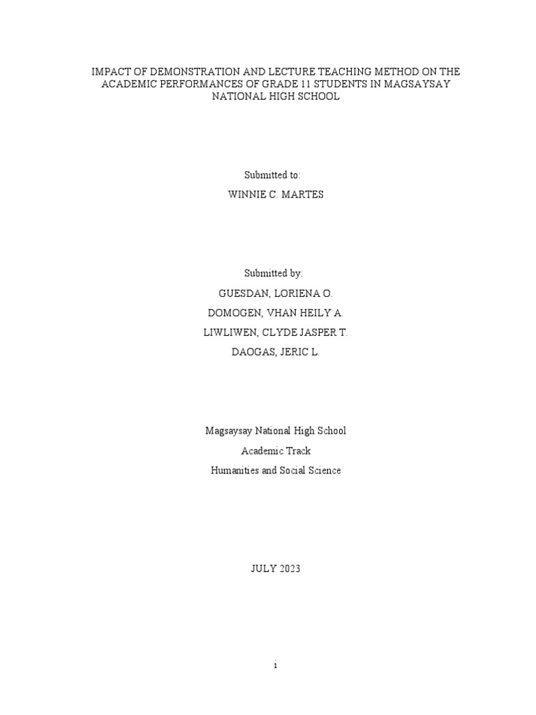 Teaching Methods Impact on Grade 11 Performance | PDF | Teaching Method | Learning