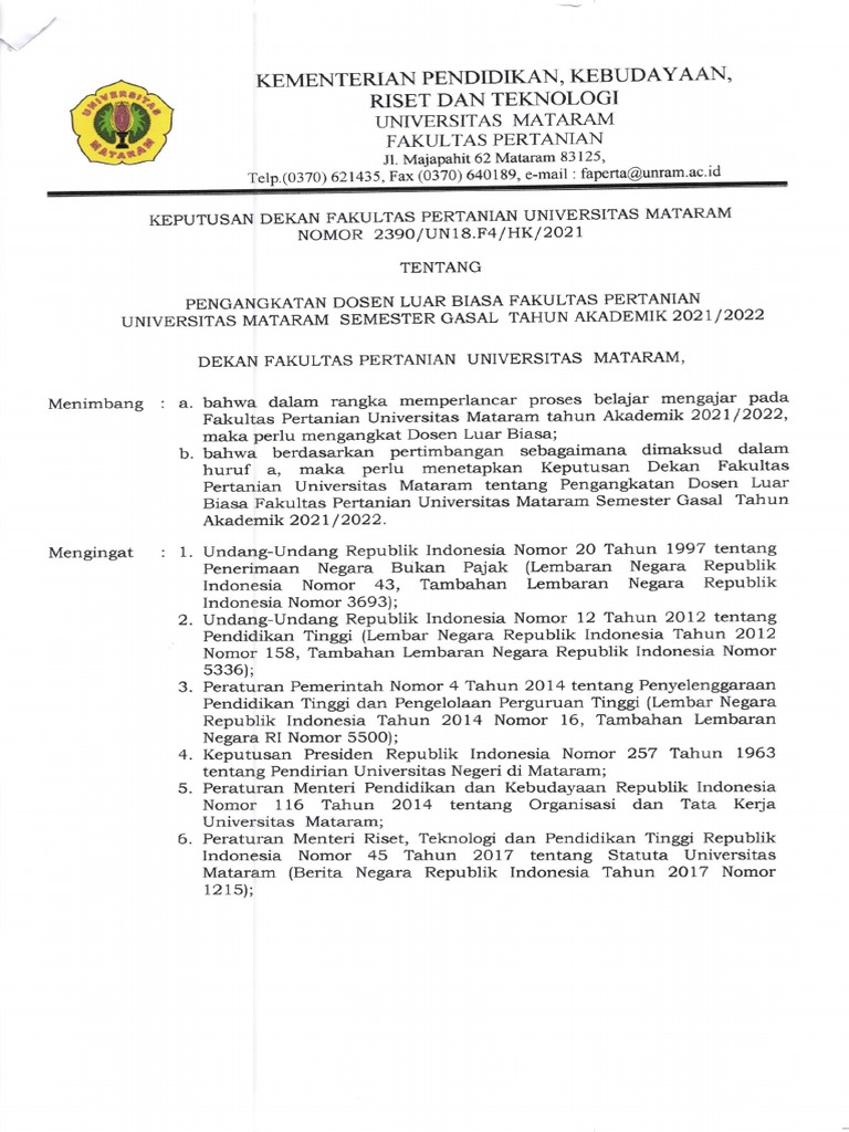 SK DLB Faperta Gasal 2021 | PDF