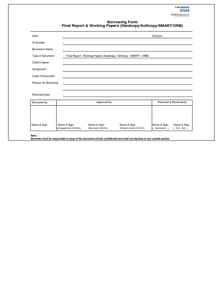 Document Borrowing Form Template | PDF