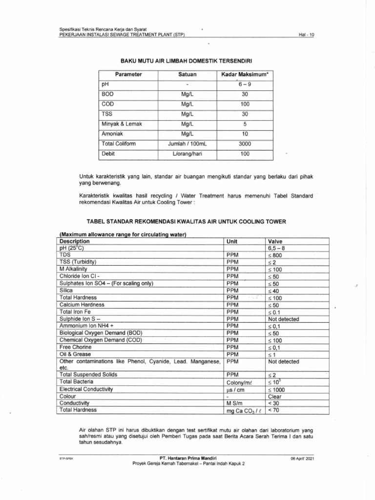 Standarisasi Recycle Cooling Tower PDF | PDF