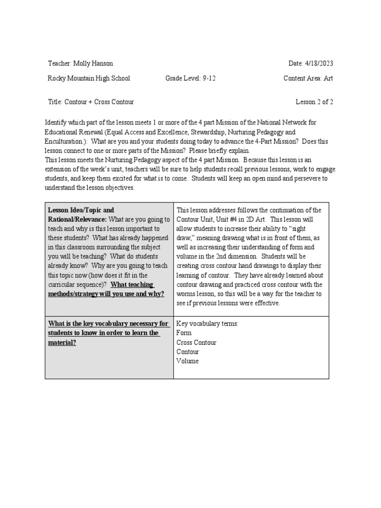 Lesson Plan 2 For 2d Design | PDF