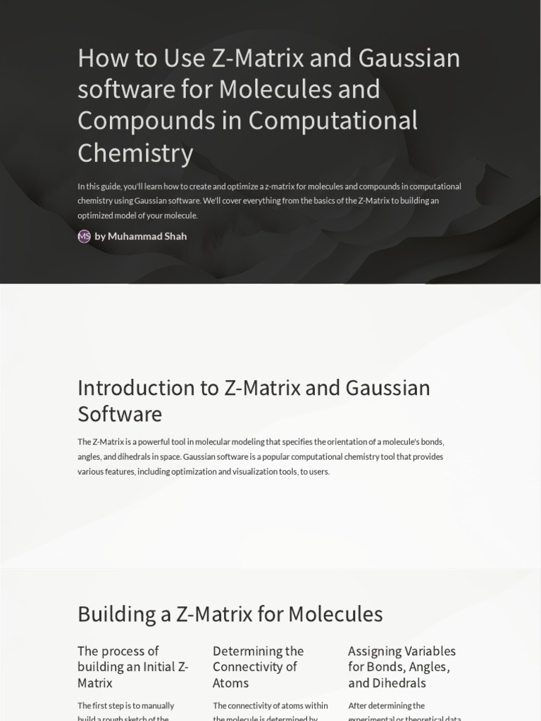 How To Use Z Matrix and Gaussian Software For Molecules and Compounds in Computational Chemistry ...