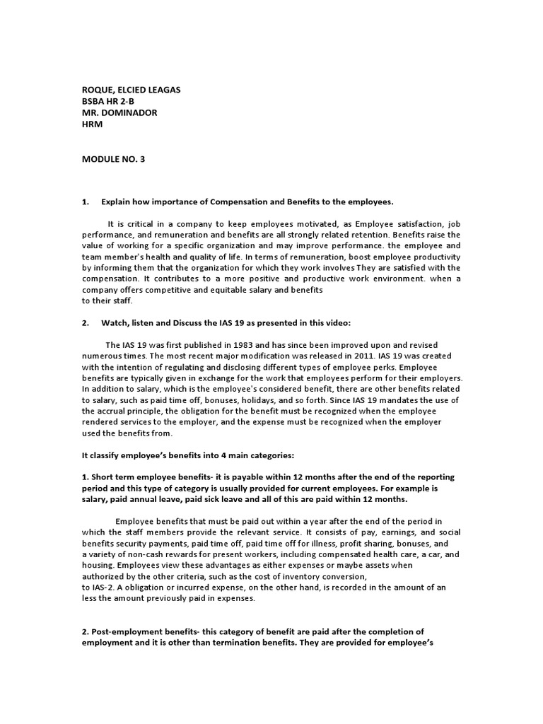 Roque Module No.3 PDF | PDF | Employee Benefits | Employment