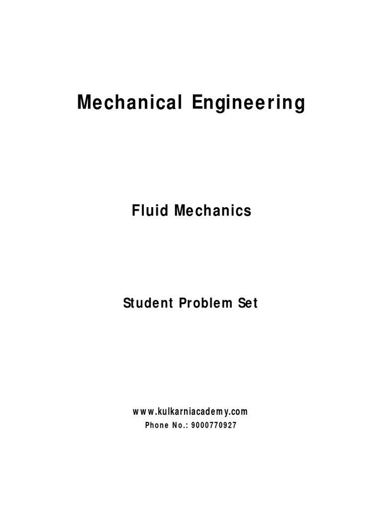 Fluid Mechanics Problem Set | PDF