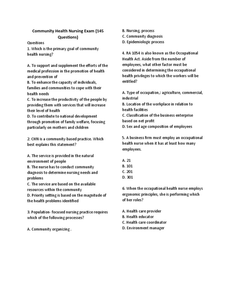 Community Health Nursing Exam | PDF