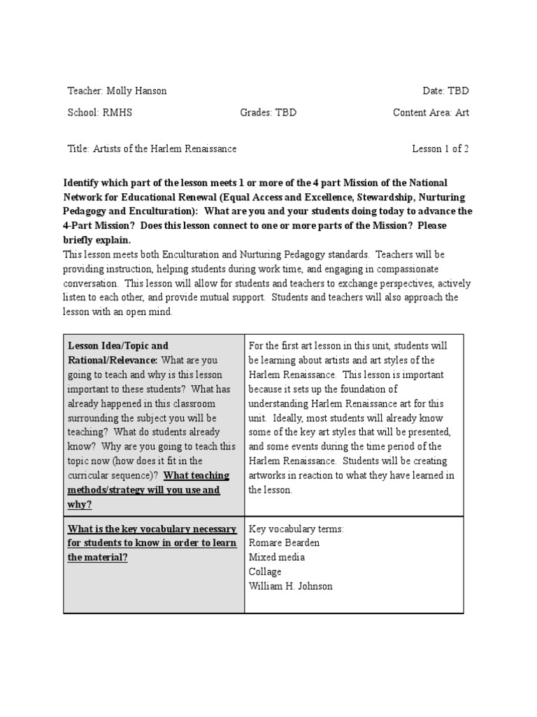 Interdisciplinary Lesson Plans | PDF